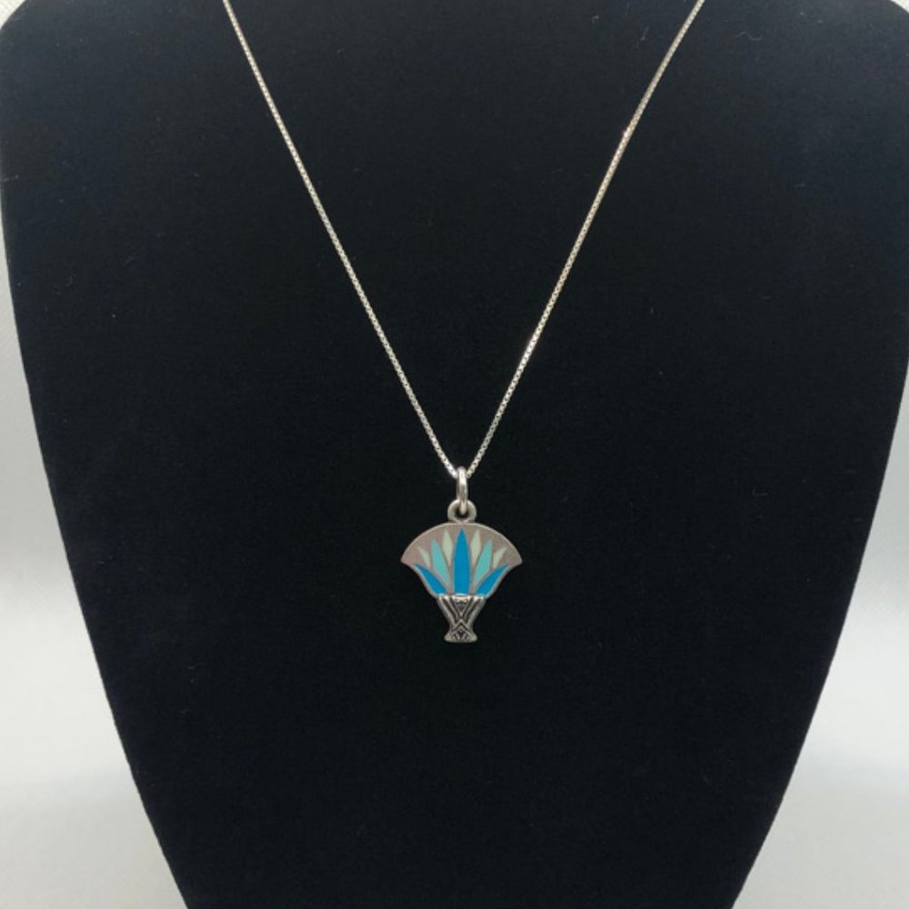 Silver Alex And Ani Blue Lotus Necklace - Gem